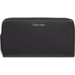 Calvin Klein Geldbörse CK MUST Z/A WALLET XL, mit silberfarbenen Details Damenbörse Geldbeutel Portemonnaie lang, schwarz