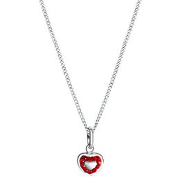 Firetti Kette mit Anhänger Schmuck Geschenk Silber 925 Halsschmuck Halskette Panzerkette Herz, mit Kristallstein, rot|silberfarben