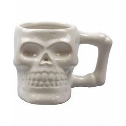 Horror-Shop Dekofigur Weiße Totenkopf Tasse für Halloween & Gothics 13cm