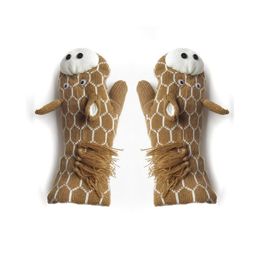 Sonia Originelli Strickhandschuhe Fausthandschuhe Eule Giraffe Bär Tiere Fäustel Fleece Strick Fausthandschuh