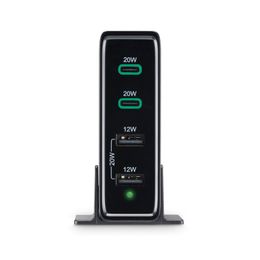 Hama Schnellladegerät 4 Ports, 2x USB-C PD/QC, 2x USB-A, 60 W, Schwarz