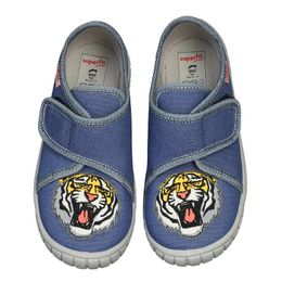 Superfit - Klett-Hausschuhe BILL - TIGER in blau/grau, Gr.24