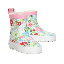 Playshoes - Gummistiefel BLUMEN halbhoch in weiß/bunt, Gr.24