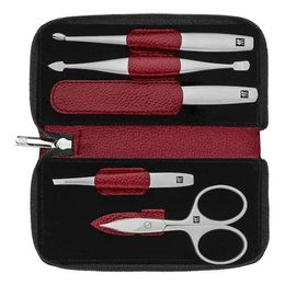 Zwilling Beauty - Maniküre Pediküre Set 5tlg. Mit Kombi-nagelschere - -twinox Leather Case Red 5pcs Packed