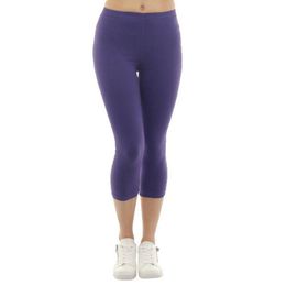 F&K-Mode Caprileggings Damen Capri 3/4 Leggings hoher Bund Baumwolle Hose hoher Bund