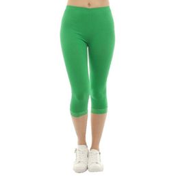 F&K-Mode Caprileggings Damen Capri 3/4 Leggings Spitze Baumwolle Hose Spitze