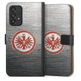 DeinDesign Galaxy A33 5G Handy Klapph&uuml;lle Handyh&uuml;lle aus Kunst Leder schwarz Flip Case Sge Eintracht Frankfurt Logo Sideflip mit langer Lasche