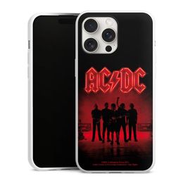 DeinDesign iPhone 15 Pro Max Handy Silikon H&uuml;lle Case wei&szlig; Handyh&uuml;lle Band Acdc Official Licensed Product Silikon Case