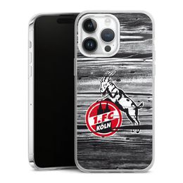 DeinDesign iPhone 14 Pro Max Handy Silikon H&uuml;lle Case transparent Handyh&uuml;lle 1. Fc K&ouml;ln Wooden Look Official Licensed Product Silikon Case
