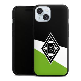 DeinDesign iPhone 15 Handy Premium Silikon H&uuml;lle Handyh&uuml;lle schwarz Case Borussia M&ouml;nchengladbach Official Licensed Product Gladbach Silikon Premium Case