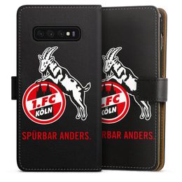 DeinDesign Galaxy S10 Plus Handy Klapph&uuml;lle Handyh&uuml;lle aus Kunst Leder schwarz Flip Case Official Licensed Product Transparent 1. Fc K&ouml;ln Sideflip mit Lasche