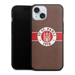 DeinDesign iPhone 15 Handy Premium Silikon H&uuml;lle Handyh&uuml;lle schwarz Case Fc St. Pauli Logo Official Licensed Product Silikon Premium Case