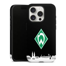 DeinDesign iPhone 15 Pro Handy Panzer Handyh&uuml;lle robuste Outdoor H&uuml;lle Schutzh&uuml;lle matt Skyline Sv Werder Bremen Official Licensed Product Tough Case