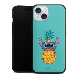 DeinDesign iPhone 15 Handy Premium Silikon H&uuml;lle Handyh&uuml;lle schwarz Case Disney Lilo & Stitch Pineapple Silikon Premium Case