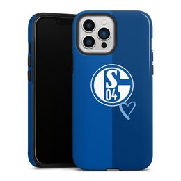 DeinDesign iPhone 13 Pro Max Handy Panzer Handyh&uuml;lle robuste Outdoor H&uuml;lle Schutzh&uuml;lle gl&auml;nzend Heart Schalke 04 Fc Schalke 04 Tough Case