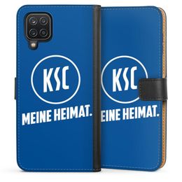 DeinDesign Galaxy A12 Handy Klapph&uuml;lle Handyh&uuml;lle aus Kunst Leder schwarz Flip Case Ksc Karlsruher Sc Statement Sideflip mit langer Lasche