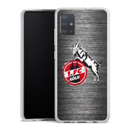 DeinDesign Galaxy A51 Handy Silikon H&uuml;lle Case transparent Handyh&uuml;lle Official Licensed Product Metallic Look 1. Fc K&ouml;ln Silikon Case