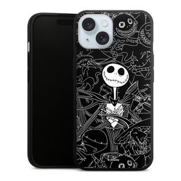 DeinDesign iPhone 15 Handy Premium Silikon H&uuml;lle Handyh&uuml;lle schwarz Case Disney Nightmare Before Christmas Halloween Silikon Premium Case