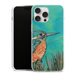 DeinDesign iPhone 15 Pro Max Handy Silikon H&uuml;lle Case wei&szlig; Handyh&uuml;lle Painting Bird Animals Silikon Case