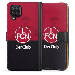 DeinDesign Galaxy A12 Handy Klapph&uuml;lle Handyh&uuml;lle aus Kunst Leder schwarz Flip Case Official Licensed Product Der Club 1. Fc N&uuml;rnberg Sideflip mit langer Lasche