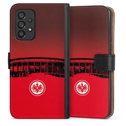 DeinDesign Galaxy A53 5G Handy Klapph&uuml;lle Handyh&uuml;lle aus Kunst Leder schwarz Flip Case Eintracht Frankfurt Stadium Official Licensed Product Sideflip mit langer 
