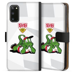 DeinDesign Galaxy S20 Handy Klapph&uuml;lle Handyh&uuml;lle aus Kunst Leder schwarz Flip Case Vfb Stuttgart Official Licensed Product Mascot Sideflip mit Lasche