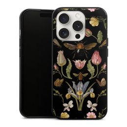 DeinDesign iPhone 15 Pro Handy Slim Case extra d&uuml;nn Silikon Handyh&uuml;lle schwarz H&uuml;lle Flower Wreath Bee Blossom Silikon Slim Case