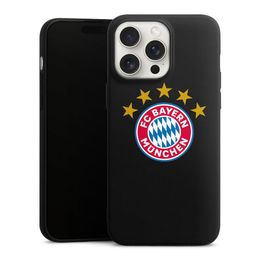 DeinDesign iPhone 15 Pro Max Handy Premium Silikon H&uuml;lle Handyh&uuml;lle schwarz Case Star Fcb Fc Bayern M&uuml;nchen Silikon Premium Case