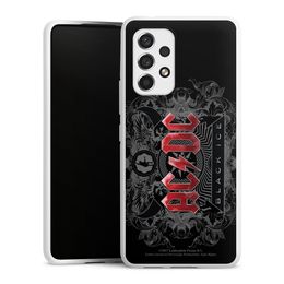 DeinDesign Galaxy A53 5G Handy Silikon H&uuml;lle Case wei&szlig; Handyh&uuml;lle Black Ice Merchandise Acdc Silikon Case