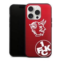 DeinDesign iPhone 15 Pro Handy Slim Case extra d&uuml;nn Silikon Handyh&uuml;lle schwarz H&uuml;lle Devil Official Licensed Product 1. Fc Kaiserslautern Silikon Slim Case
