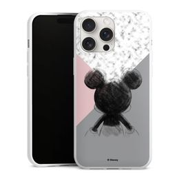 DeinDesign iPhone 15 Pro Max Handy Silikon H&uuml;lle Case wei&szlig; Handyh&uuml;lle Marble Disney Mickey Mouse Silikon Case