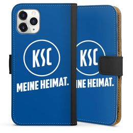 DeinDesign iPhone 11 Pro Handy Klapph&uuml;lle Handyh&uuml;lle aus Kunst Leder schwarz Flip Case Karlsruher Sc Statement Ksc Sideflip mit Lasche