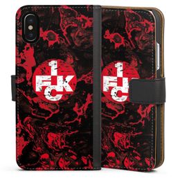 DeinDesign iPhone X Handy Klapph&uuml;lle Handyh&uuml;lle aus Kunst Leder schwarz Flip Case 1. Fc Kaiserslautern 1. Fck Logo Sideflip mit langer Lasche