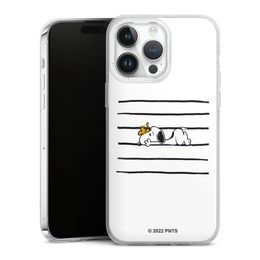DeinDesign iPhone 14 Pro Max Handy Silikon H&uuml;lle Case transparent Handyh&uuml;lle Snoopy Dog Peanuts Silikon Case