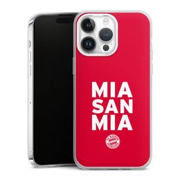 DeinDesign iPhone 14 Pro Max Handy Silikon H&uuml;lle Case transparent Handyh&uuml;lle Fcb Mia San Mia Fc Bayern M&uuml;nchen Silikon Case