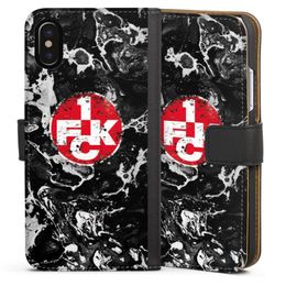 DeinDesign iPhone X Handy Klapph&uuml;lle Handyh&uuml;lle aus Kunst Leder schwarz Flip Case Coat Of Arms 1. Fc Kaiserslautern Muster Sideflip mit langer Lasche