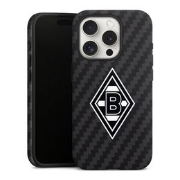 DeinDesign iPhone 15 Pro Handy Panzer Handyh&uuml;lle robuste Outdoor H&uuml;lle Schutzh&uuml;lle matt Borussia M&ouml;nchengladbach Carbon Gladbach Tough Case