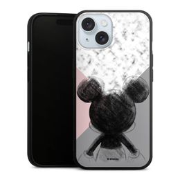 DeinDesign iPhone 15 Handy Premium Silikon H&uuml;lle Handyh&uuml;lle schwarz Case Marble Disney Mickey Mouse Silikon Premium Case