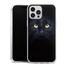 DeinDesign iPhone 13 Pro Max Handy Silikon H&uuml;lle Case transparent Handyh&uuml;lle Eye Cat Black Silikon Case