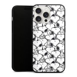 DeinDesign iPhone 15 Pro Max Handy Premium Silikon H&uuml;lle Handyh&uuml;lle schwarz Case Peanuts Snoopy Muster Silikon Premium Case