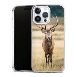 DeinDesign iPhone 14 Pro Max Handy Silikon H&uuml;lle Case transparent Handyh&uuml;lle Forrest Deer Meadow Silikon Case