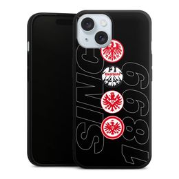 DeinDesign iPhone 15 Handy Premium Silikon H&uuml;lle Handyh&uuml;lle schwarz Case Eagle Logo Eintracht Frankfurt Silikon Premium Case