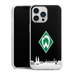 DeinDesign iPhone 13 Pro Handy Silikon H&uuml;lle Case wei&szlig; Handyh&uuml;lle Skyline Sv Werder Bremen Official Licensed Product Silikon Case