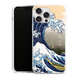 DeinDesign iPhone 15 Pro Max Handy Silikon H&uuml;lle Case wei&szlig; Handyh&uuml;lle Katsushika Hokusai Die Gro&szlig;e Welle Vor Kanagawa Kunst Silikon Case