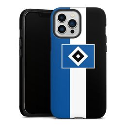 DeinDesign iPhone 13 Pro Max Handy Panzer Handyh&uuml;lle robuste Outdoor H&uuml;lle Schutzh&uuml;lle matt Stripes Hamburger Sv Hsv Tough Case