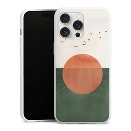 DeinDesign iPhone 15 Pro Max Handy Silikon H&uuml;lle Case wei&szlig; Handyh&uuml;lle Sunshine Bird Sunset Silikon Case