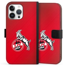 DeinDesign iPhone 14 Pro Max Handy Klapph&uuml;lle Handyh&uuml;lle aus Kunst Leder schwarz Flip Case 1. Fc K&ouml;ln Effzeh Official Licensed Product Sideflip mit Lasche