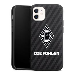 DeinDesign iPhone 12 mini Handy Premium Silikon H&uuml;lle Handyh&uuml;lle schwarz Case Borussia M&ouml;nchengladbach Carbon Gladbach Silikon Premium Case