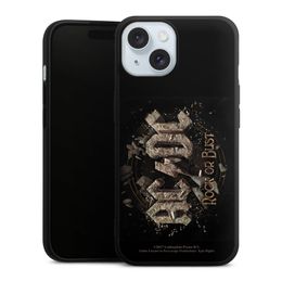 DeinDesign iPhone 15 Handy Premium Silikon H&uuml;lle Handyh&uuml;lle schwarz Case Official Licensed Product Rock Or Bust Acdc Silikon Premium Case