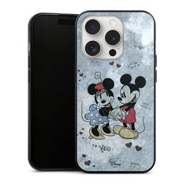 DeinDesign iPhone 15 Pro Handy Slim Case extra d&uuml;nn Silikon Handyh&uuml;lle schwarz H&uuml;lle Vintage Disney Silikon Slim Case